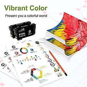 812XL Ink Cartridges Remanufactured Replacement for Epson 812 812 XL Ink Cartridges for WF-7840 WF-7820 WF-7310 EC-C7000 Printer (2 Black)