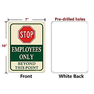 Employees Only Beyond This Point Signs 10"x7" Stop Do Not Enter Signs Restricted Area Signs Metal Reflective Rust Free Aluminum UV Protected Waterproof Easy Mounting Outdoor Use 2 Pack