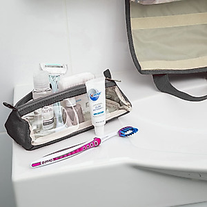 4-in-1 hanging Toiletry bag | Roll-up makeup organizer with 4 detachable PVC zip pouches| travel toiletry bag for women and men 600D oxford fabric material organize Make up , Cosmetics, First Aid,