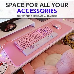 Tilted Nation Pink Gaming Mouse Pad RGB - Create Your Dream Setup - Bright LED Gaming Mousepad Mat XL with 8 Light Modes - Smooth Gliding and Easy to Clean - Large RGB Gaming Mouse Pad Pink for Desk