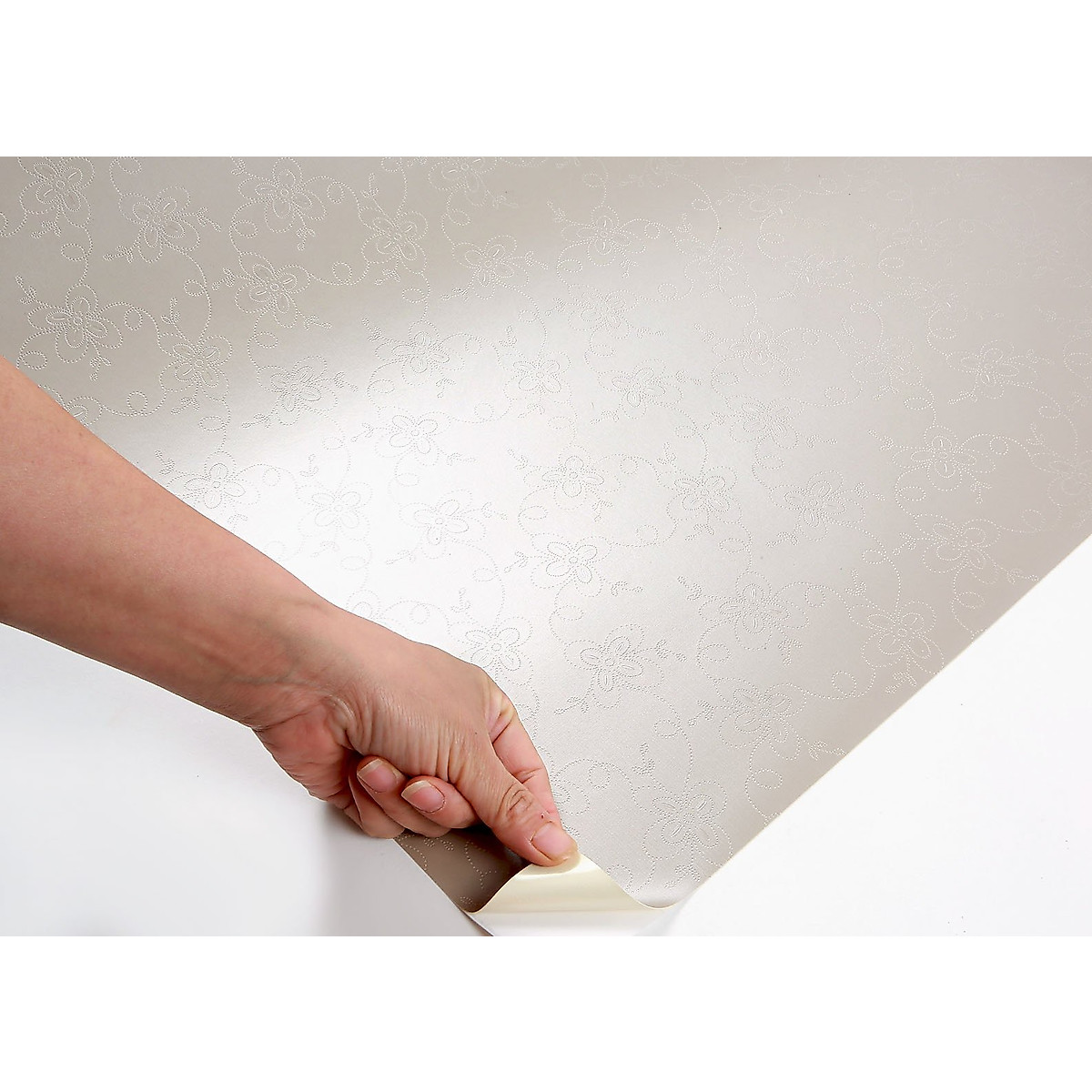 ROSEROSA Peel and Stick PVC Dotted Flower Self-Adhesive Covering Countertop Backsplash Gray Pearl (MG5165-2 : 2.00 Feet X 6.56 Feet)