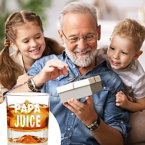 PONPUR "PAPA Juice Whiskey Glass Fathers Day, Funny Dad Birthday Gifts for Men Dad Grandpa Papa, Unique Gift from Daughter Son Kids, Cool Gag Bourbon Gift Ideas, Christmas Stocking Stuffers