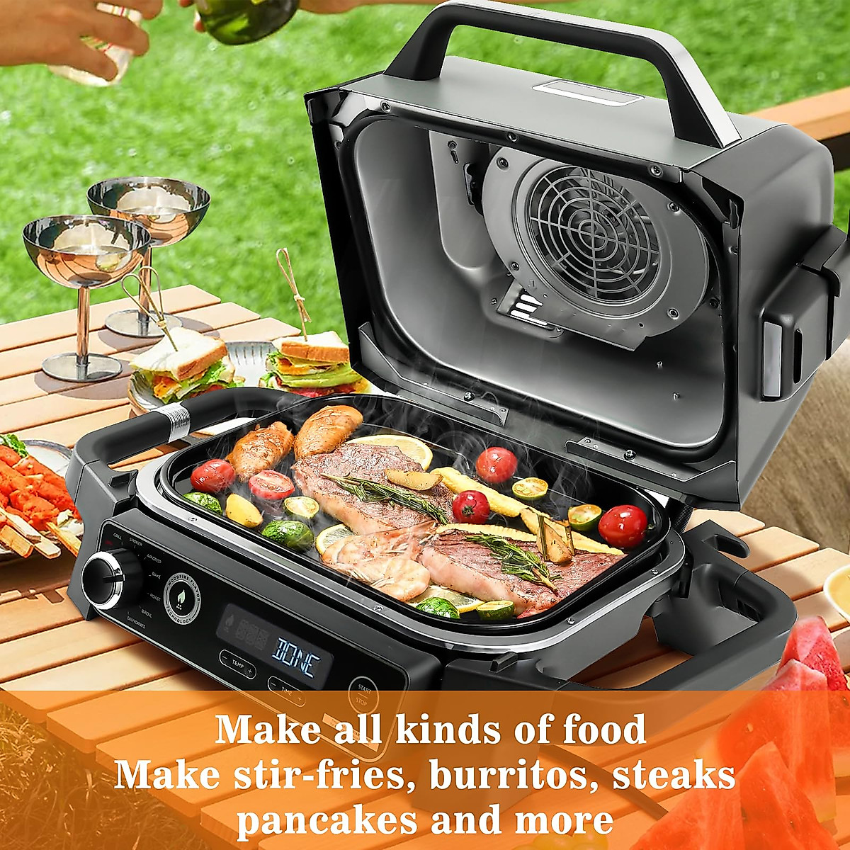 GRISUN Enamel Cast Iron Griddle for Ninja Woodfire Grills (OG700 Series), Outdoor Flat Top Griddle Plate, Compatible with XSKGRDPLT for Ninja OG701, Griddle Pan with Oil Hole, Insert