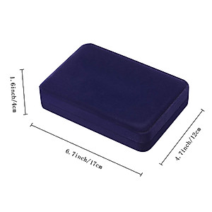 LETURE Large Velvet Jewelry Set Box, Big Necklace and Ring Earring Pendant Gift Box, Pearl Necklace/Chunky Necklace Jewelry Storage Case (Blue)