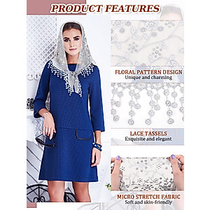 Zhanmai 6 Pcs Veils for Church Catholic Mass Veils for Women Catholic Lace Triangle Lace Mantilla Floral Tulle Scarf Covering (Novel Color)