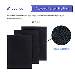 MIYOUNUO Airmega 150 Replacement Filter Compatible with Coway Airmega 150 AP1019C Air Purifier 1pc Green HEPA Filter + 3pcs Carbon Pre-Filters