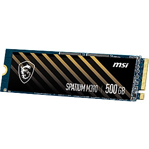 MSI SPATIUM M390 NVMe M.2 500GB Internal Gaming SSD PCIe Gen3 up to 3300MB/s 3D NAND Up to 1200 TBW