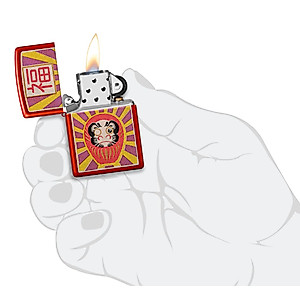 Zippo Daruma Design Metallic Red Pocket Lighter