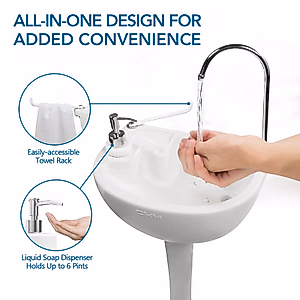 ZHIHUITONG Outdoor Garden Camping Hand Sink with Portable Toilet, Removable Hand Washing Basin Sanitary Ware for RV/Kitchen/Indoor (hand sink with tank)