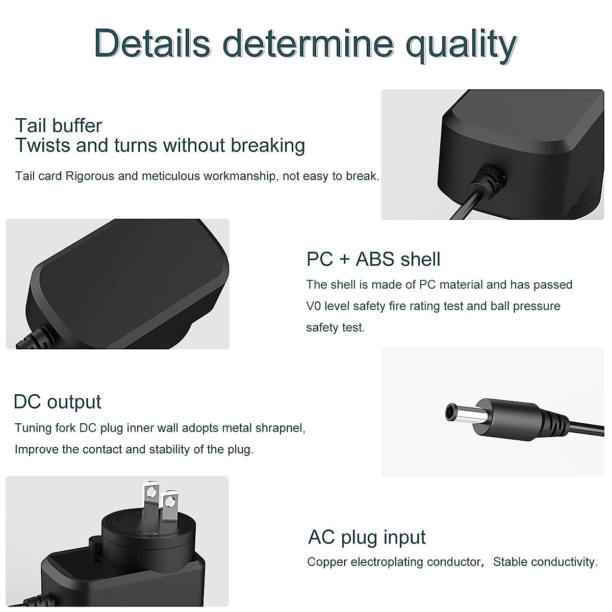 F1TP 21W Power Cord Replacment for Amazon Alexa Echo 1st 2nd Generation, Echo Show 1st Gen, Echo Plus 1st Gen, Echo Look, Echo Link, Fire TV 2nd Gen, 6.6ft Replacement Cord 15V Power Adapter