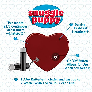 Snuggle Puppy Replacement Pulsing Heartbeat for Pets - Anxiety Relief and Calming Aid for Dogs and Cats