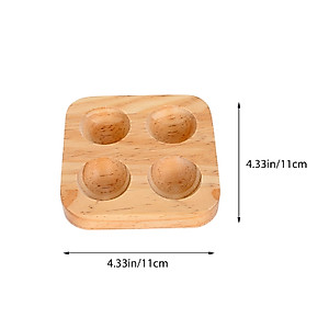 Cabilock Wood Egg Holder Egg Tray 4 Holes Egg Plate Egg Display Stand Storage Containers Rack Egg Decorating Kit for Tabletop Refrigerator