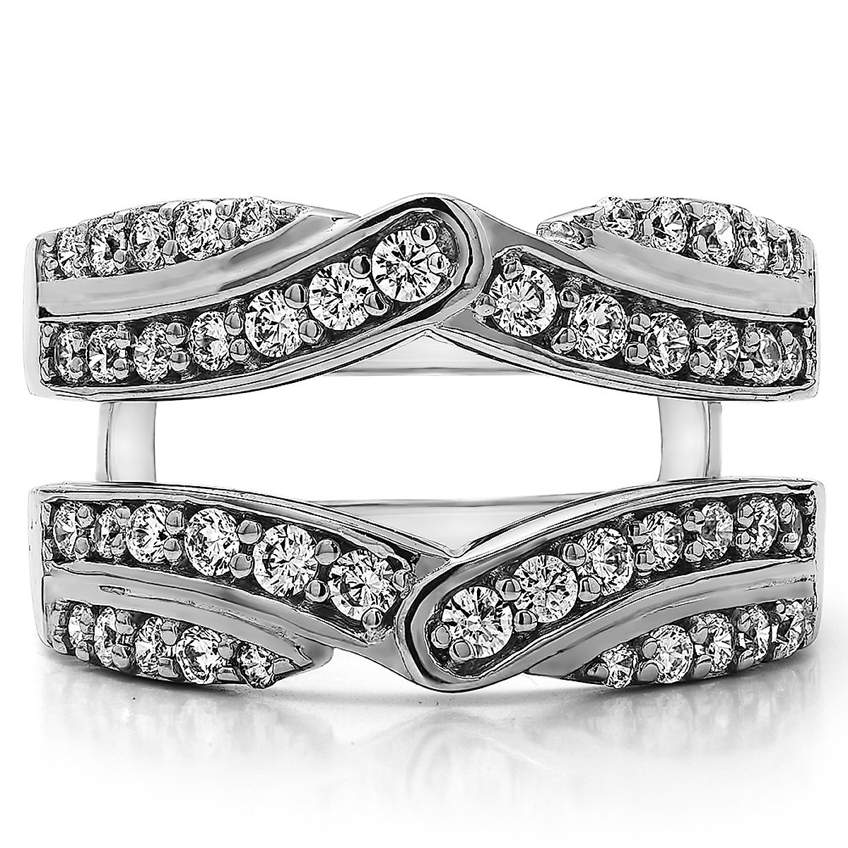 TwoBirch Sterling Silver Infinity Bypass Engagement Ring Guard With Cubic Zirconia (3/4 ct., Size 6)