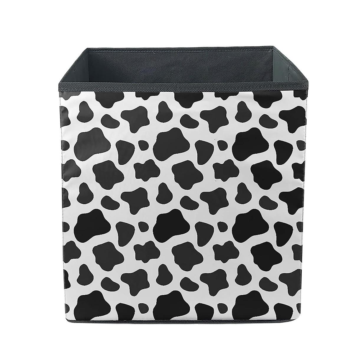 Dremagia Cow Print Foldable Toy Storage Box Bin Open Large Fabric Organizer Basket for Bedroom Closet Shelf,White and Black
