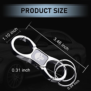 gunhunt 1 Pack Skull Key Chain, Key Chain with 2 Key Rings and Quick Release Zinc Alloy Detachable Key Chain (Silver)