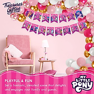 Treasures Gifted Officially Licensed My Little Pony Birthday Banner - My Little Pony Happy Birthday Banner - My Little Pony Birthday Party Supplies - My Little Pony Party Decorations for Walls