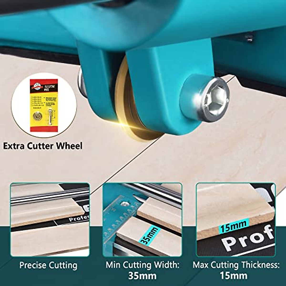 Seeutek 48 Inch Manual Tile Cutter With Tungsten Carbide Scoring Wheel for Porcelain Ceramic Floor Tile with Adjustable Laser Guide Spared Cutting Wheel