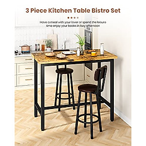 DKLGG 3-Piece Dining Room Wooden Kitchen Table and Pu Cushion Chair Sets for Small Space Living Room/Kitchen