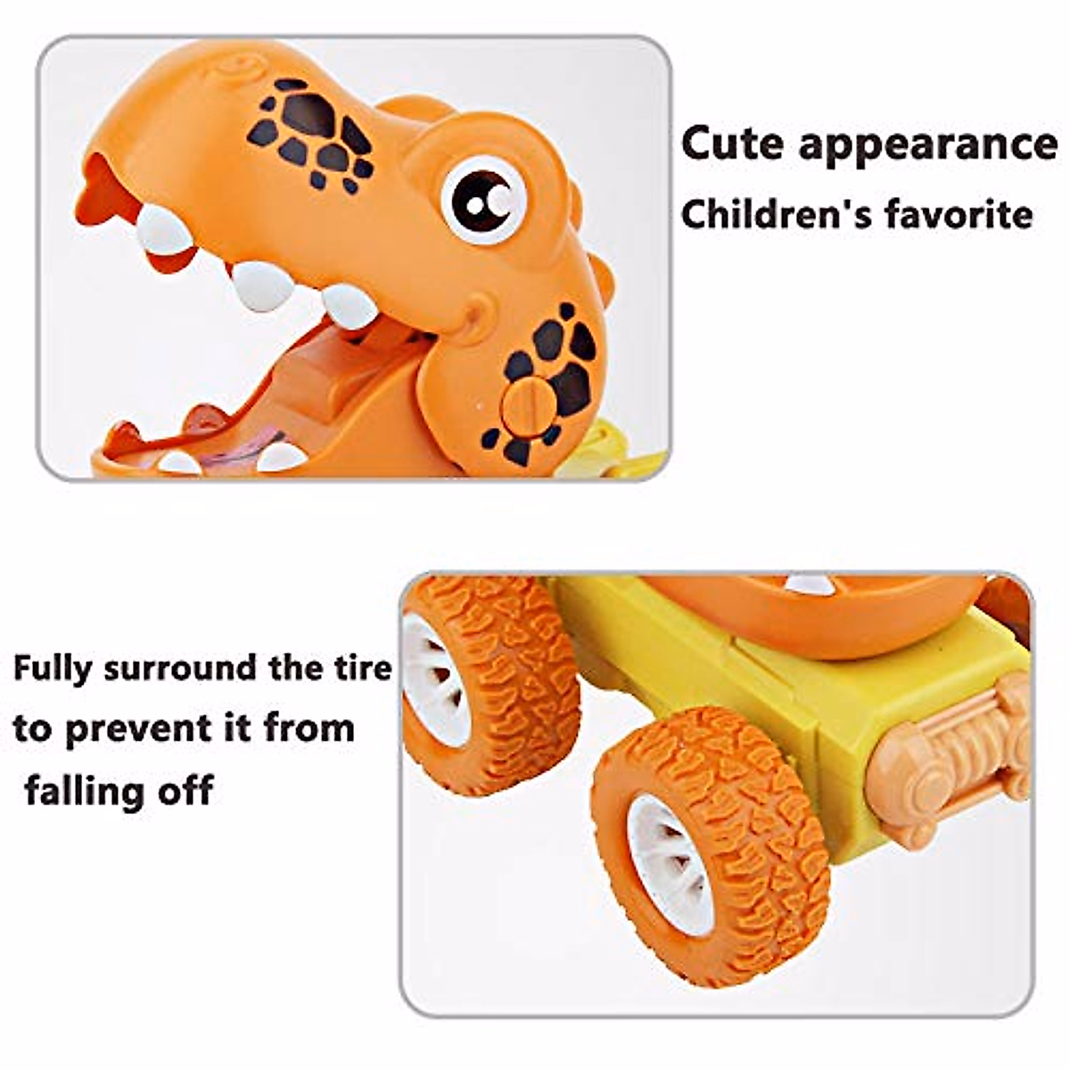 Dinosaur Toy,Press&go Dinosaur car Toy for Kids 3+ Year Old Push and go Toy car for boy(Wheel Color Random)