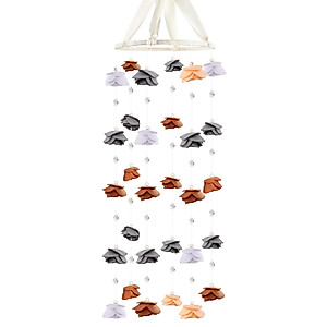 Baby Mobile for Crib, Felt Rose Flower Crystals Pearls Mobile Nursery Mobile for Boys Girls Boho Nursery Decor Soothe Toy Baby Shower Set for Infant Bedroom Hanging Decoration Toy