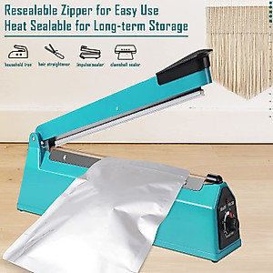 50 Pack 8.6 Mil 6''x9'' Mylar Bags for Long-term Food Storage with 50 Labers, Resealable Smell Proof Heat Sealable Bags for edible packaging, Strong Sealing Stand-up Foil Pouch Bags for Tea Dry Food