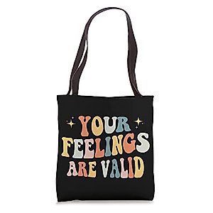 Your Feelings Are Valid Cute Retro Mental Health Awareness Tote Bag