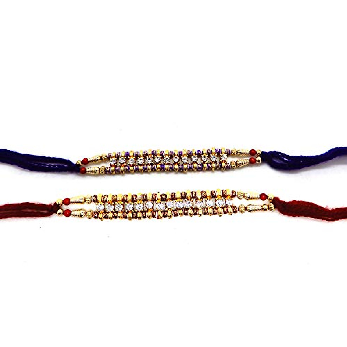 IndiaBigShop Set Of Two Rakhi, 14 Stone Rakhi Thread, Raksha Bandhan Gift For Your Brother Vary Color.