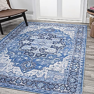 JONATHAN Y WSH109B-3 Maris Ornate Medallion Machine Washable Indoor Bohemian Transitional Area Rug,High Traffic,Kitchen,Living Room,Backyard,Non Shedding,3 X 5,Blue/Navy