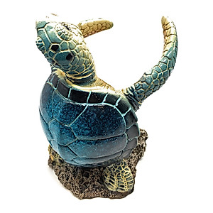 Globe Imports Blue Sea Turtle Resin Wine Bottle Holder, 7.75 Inches Tall