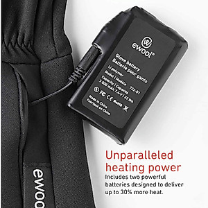 ewool Unisex Heated Glove Liners, Made for Extreme Cold, Touchscreen Compatible, for Winter Sports, Ski, Rechargeable Battery (Large)