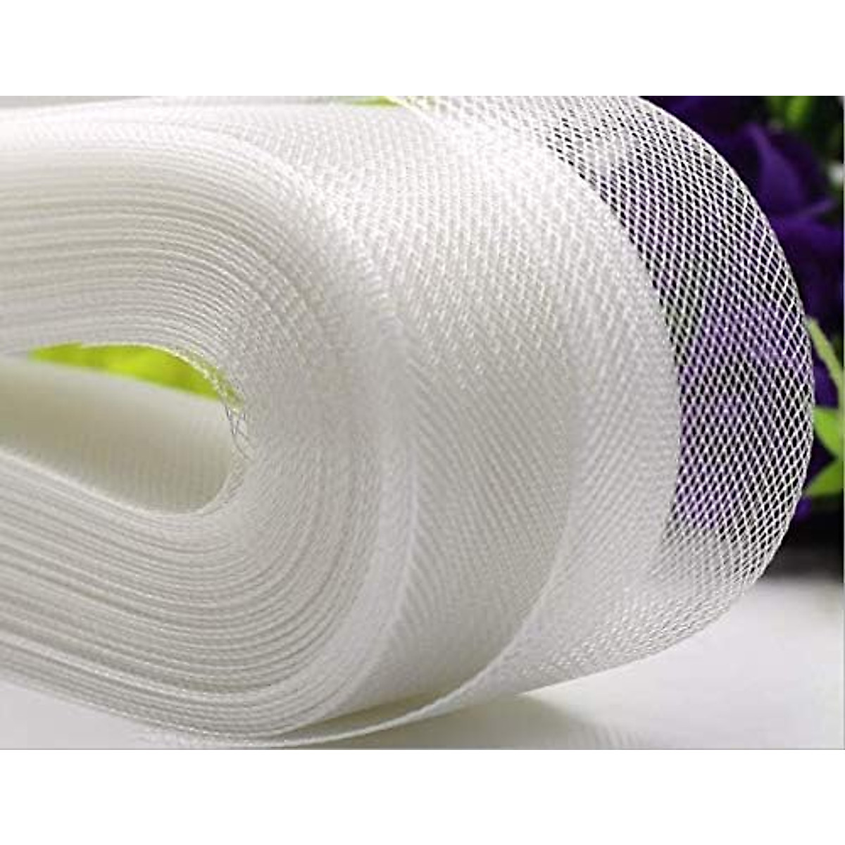 Teemico 50 Yards Stiff Polyester Horsehair Braid for Polyester Boning Sewing Wedding Dress Dance Formal Dress Accessories (White, 2 inch)