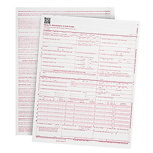 500 CMS-1500 Claim Forms - Current HCFA 02/2012 New Version - Forms Will Line Up with Billing Software and Laser Compatible - 500 Sheets - 8.5 x 11