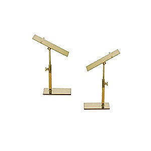 Greneric 2 Pack Stainless Steel Shoe Rack Sandals Display Stand High Heel Shoe Riser Men Leather Shoe Shelf Adjustable Height Pallet Stand Shoe Display Prop Rack for Shop,Clothing Store (Titanium)