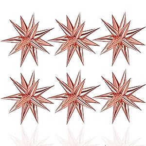 75 Pieces 26" Rose Gold Balloons Star Foil Balloons Mylar Balloons for Baby Shower, 12 Point Large Starburst Balloons for Gender Reveal, Wedding, Magical Prom or Engagement Party Decors Kids Surprise
