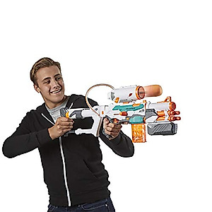 Nerf Modulus Tri-Strike Blaster, Mega Barrel, Rocket Launcher, Clip, 10 Elite Darts, 4 Mega Darts, 1 Rocket, Kids Outdoor Games (Amazon Exclusive)