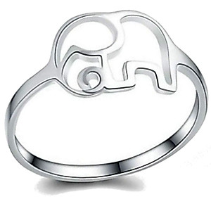 Jude Jewelers Stainless Steel Elephant Style Statement Cocktail Party Holiday Wedding Promise Ring (Silver, 9)