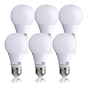 Bioluz LED 60 Watt LED Light Bulbs 2700K Warm White 9 Watts = 60W Non-Dimmable A19 LED Light Bulbs 6 Pack