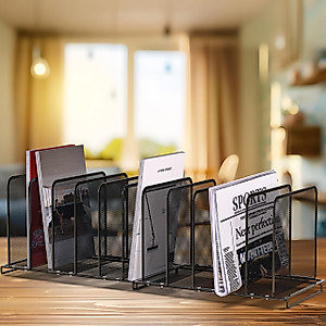 2 Pack - SimpleHouseware 5 Section Upright File Sorter Organizer, Black