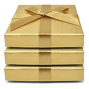 Gold Christmas Card Gift Box Holder with Bows Pack of 6 Holiday Gifts Greeting Cards Present Wrap Square Boxes Cash Money Holders Party Favor Decor for Wedding Xmas Party Supplies Decorations