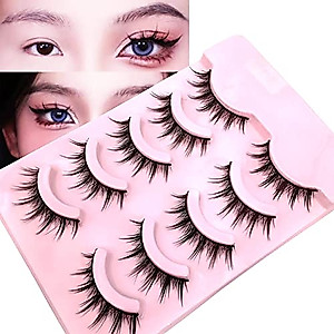 Anime Cosplay Manga Lashes,15mm 3D Wispy Spiky Lashes for Natural Look Reusable 5 Pairs Fake Eyelashes,Perfect for Japanese Anime Fans,Get Stunning Eyes.
