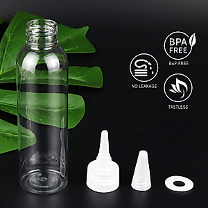 Trendbox 4oz Clear Plastic Bottles Applicator with Twist Top Cap BPA-Free for Hair Oils and Liquids 24 Pack with 24pcs Labels