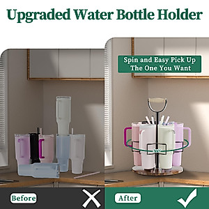 Water Bottle Organizer for Stanley 40 oz Tumbler with Handle, Straw Holder, Adjustable Height, 360° Rotatable Organizer for Stanley Cup Accessories, Kitchen Organizers and Storage for Stanley 30 oz