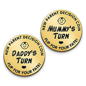 Huwane New Parent Decision Coin Flip for Your Fate, Mummy’s Turn or Daddy’s Turn, Mom Dad Coin Flip New Baby Gift for Wife, Husband, Mother’s Day, Father’s Day, Christmas, Birthday