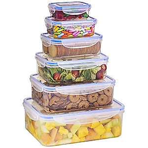 TigerChef Food Storage Container Set With Airtight Leak Proof Snap Lock Lids - BPA Free, Microwave, Freezer and Dishwasher Safe - 12 Piece Containers Set Includes Freezer Labels And Marker