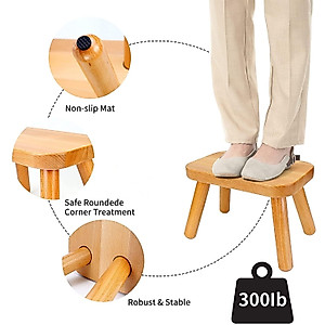 KVIPY Wood Stool Step, Solid Hard Seat Stool with Non-Slip Feet, 10 Inch Doorway Shoe Changing Stool for Bathroom, Living Room, Bedroom, Laundry Room, Garden