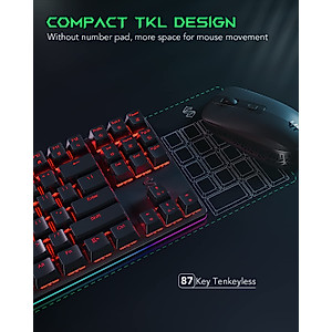 Black Shark RGB Mechanical Gaming Keyboard LED Backlit Wired Keyboard with Blue Switches, Fully Programmable, Anti-Ghosting 87 Keys for PC Laptop, Sixgill K1