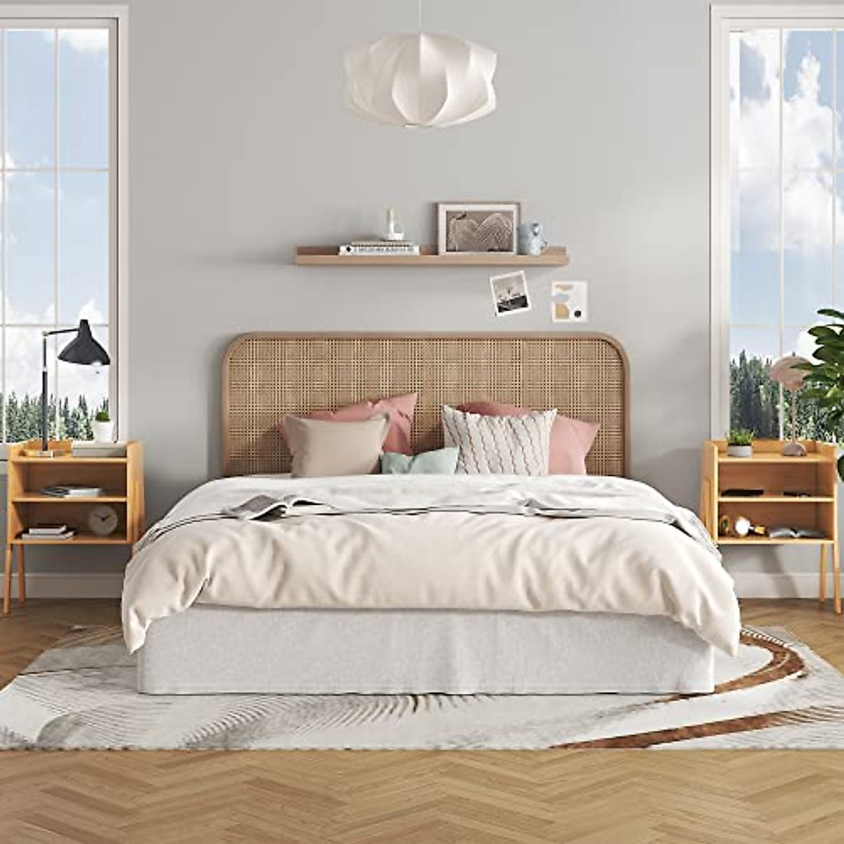 Bigbiglife Nightstands Set of 2, Stackable Bedside Tables with 2-Tier Open Storage Compartments, Modern Side Table, End Table with Solid Bamboo Legs for Bedroom - Easy to Assemble, 2 Pack