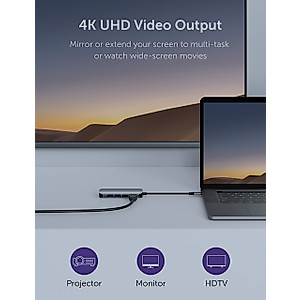 USB C Hub-9 in 1 Portable Space Aluminum Dongle with 4K HDMI, 100W PD Charging, Card Reader, 1000Mbps Ethernet Port for MacBook Air/Pro and More