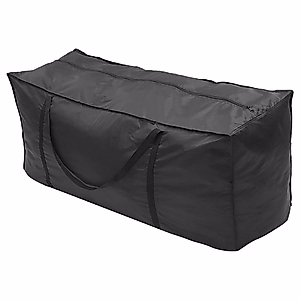 Mayhour Patio Cushion Storage Bag Extra Large, Outdoor Heavy Duty Waterproof Furniture Cushion Bags Cover Black with Zipper Handles for Garden Beach Picnic (48x18x20in)