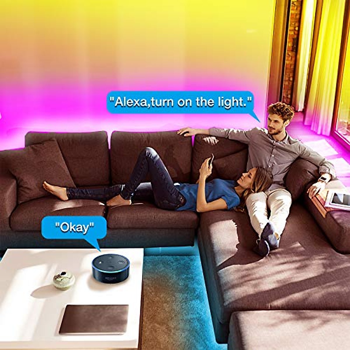 DAYBETTER Smart WiFi Led Lights 100ft, Tuya App Controlled Led Strip Lights, Work with Alexa and Google Assistant, Timer Schedule Led Lights Strip, Color Changing Led Lights for Bedroom Party Kitchen